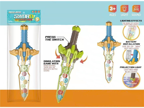 17" MECHANICAL GEAR LIGHT SHOW DAGGER WITH SOUND (sold by the piece ...