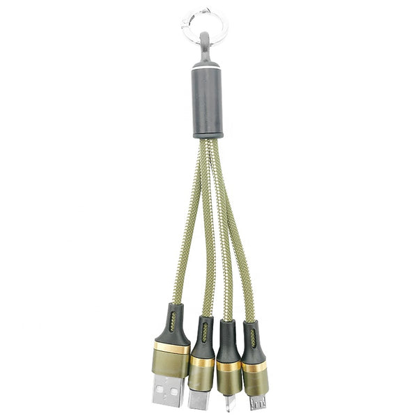 3 in 1 USB SQUID Cable Keychain Charger for Iphone, Type C, Micro USB ...