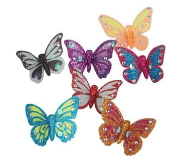 Large 2 Inch Glitter Wing Butterfly Adjustable Rings (dozen display ...