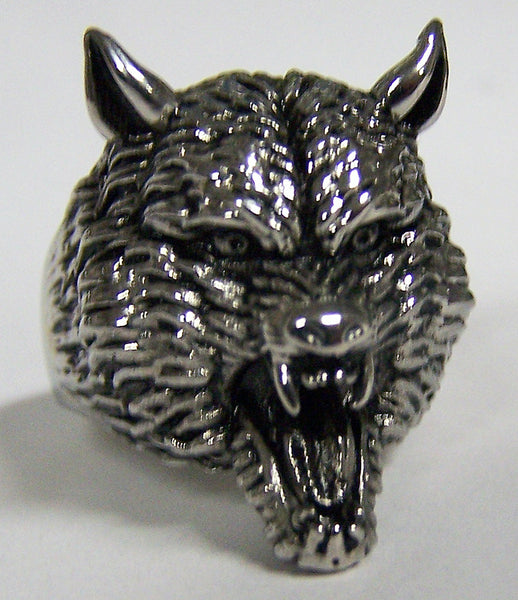 WEREWOLF HEAD WOLF STAINLESS STEEL BIKER RING ( sold by the piece ...